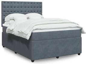 Box spring postel s matrací tmavě šedá 140x200 cm samet 3294671