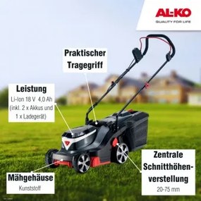 AL-KO 3.82 Li Easy 18V SET - akumulátorová sekačka (s 2x 2,5 Ah akumulátory a nabíječkou)
