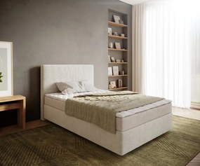 Boxspring postel Dream-Well 120x200 cm bouclé krémově bílá s matrací
