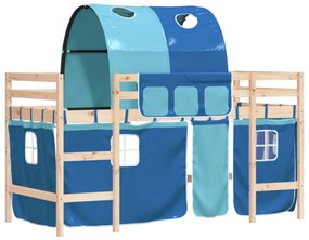 Dětská patrová postel s tunelem modrá 80x200 cm masiv borovice