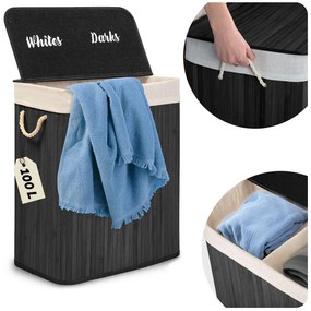 Bambusový prádlený koš s víkem 100 l Massido pro elegantní ukládání prádla