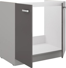 GREY gr | dolní skříňka 80 ZL 2F dřezová | 80 cm | světle šedá/tmavě šedá lesk