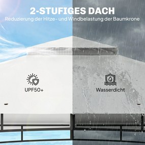 Outsunny Pavilon, 3x3,6 m vodoodpudivý Stabilní zahradní pavilon s moskytiérou, dvojitá střecha, pro zahradu, terasu, černý