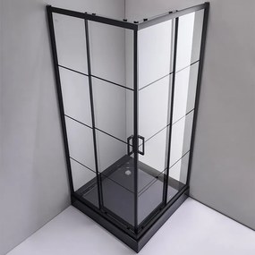 BPS-koupelny Čtvercový sprchový kout BL32B 90x90 černá/transparent + vanička SXL02B BL černá