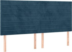 Čelo postele s LED tmavě modré 160x5x118/128 cm samet 3122622