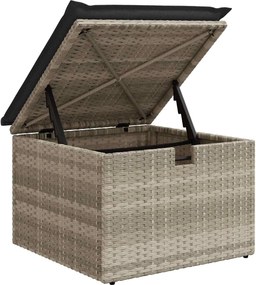 Set pohovek s polštářem s úložištěm Světle šedá polyratan 3359061