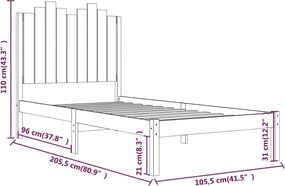 vidaXL Rám postele masivní borovice 100 x 200 cm [3103771] Barva: Černá