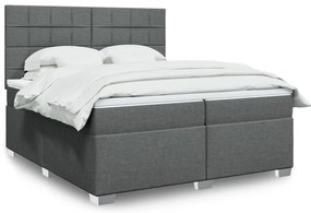 Box spring postel s matrací tmavě šedá 200x200 cm textil 3292896