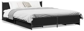Rám postele se zásuvkami černý 120 x 190 cm kompozitní dřevo
