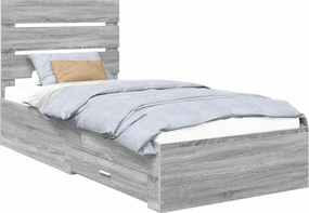 Rám postele s čelo Šedá Sonoma 90 x 190 cm Kompozitní dřevo 3412025