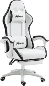 Vinsetto Herní Židle Racing Gamer Židle z PU Kůže s Nastavitelnou Výškou, Sklopením 135°, Opěrkou Hlavy, Bederní Opěrkou a Výsuvnou Opěrkou na Nohy pr