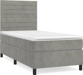 Box spring postel s matrací světle šedá 100x200 cm samet 3143067