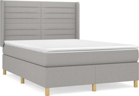 Box spring postel s matrací světle šedá 140 x 190 cm textil 3132065