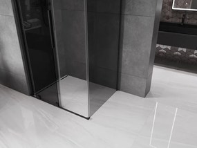 Mexen Velar, sprchový kout s posuvnými dveřmi 110 x 75 cm, 8mm šedé sklo, černá matná, 871-110-075-41-70
