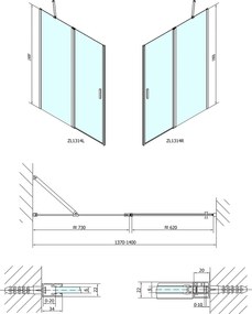 Polysan Polysan, ZOOM LINE sprchové dveře 1400mm, čiré sklo, ZL1314