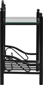 vidaXL Noční stolek z oceli a tvrzeného skla 45 x 30,5 x 60 cm [246726] Barva: Černá