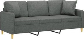 3místná pohovka s polštáři tmavě šedá 180 cm textil 3200918