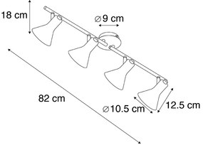 Moderní bodové svítidlo černé se zlatem 4-světlo - Magno