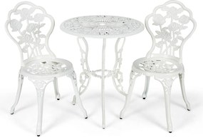 Costway 3 ks. Starožitný bistro set rose design sedací skupina balkonová sada