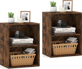 Costway Sada 2 dvoupatrových knihoven 42 cm, rustikálně hnědá
