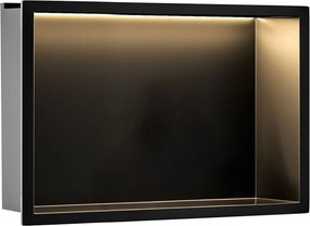 Rea Rea, LED polička na zapuštění 45x30x10 cm, 12W, 3000K, černá matná, REA-08546
