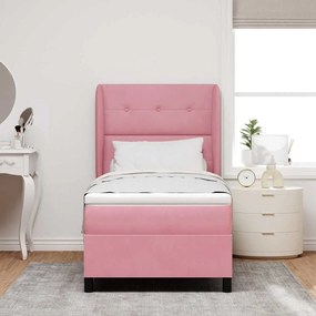 Postel s boxspringem s čelo Růžová 200 x 80 cm samet 3340903