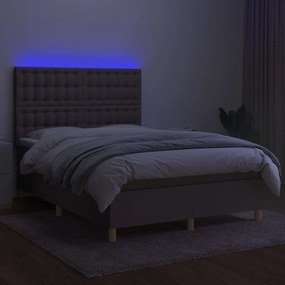 Box spring postel s matrací a LED taupe 140x200 cm textil 3135761