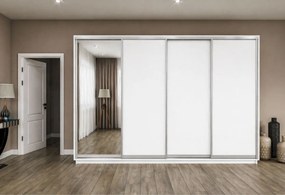 Skříň s posuvnými dveřmi 3000x2400x600 3LTD 1 zrcadlo nymphea alba, profil stříbrný