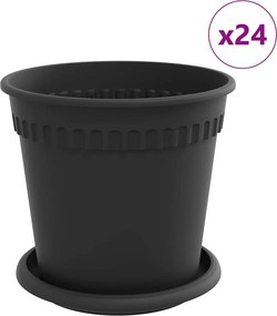 Květináče 24 ks Černá Plast 3403268