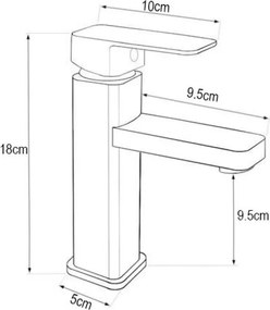 Erga Seto, umyvadlová baterie h-180, černá matná, ERG-YKA-BU.SETO-24-BLK