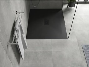 Mexen Hugo, obdélníková sprchová vanička SMC 130 x 100 cm, černá, černá krytka, 42701013-B