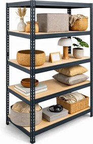 Regál 183x75x40 cm lakovaný 5-policový, nosnost 100 kg, RIVET - černý