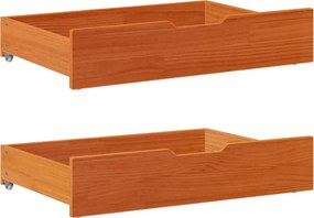 Válenda s přistýlkou a zásuvkami hnědá 90x190 cm masiv borovice 3302163