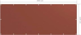Balkónová zástěna cihlová 120 x 300 cm oxfordská látka 134980