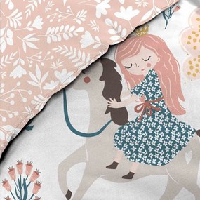 Bílé/růžové bavlněné dětské povlečení na jednolůžko 140x200 cm Lilibelle – douceur d'intérieur