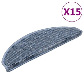 Samolepící nášlapy na schody vzhled sisal 15 ks 65x21x4cm modré 326874