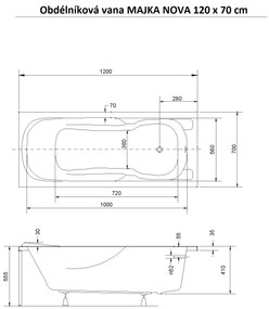 Besco Majka Nova akrylátová vana Délka vany: 120cm