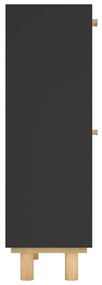 Botník černý 52 x 25 x 80 cm kompozitní dřevo a přírodní ratan - Default Title