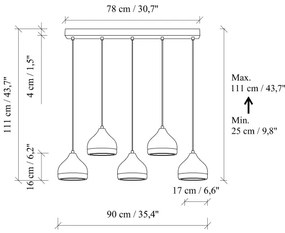 Lustr na lanku YILDO 5xE27/40W/230V bílá/zlatá