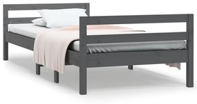 Rám postele šedý 75 x 190 cm masivní borové dřevo - Default Title