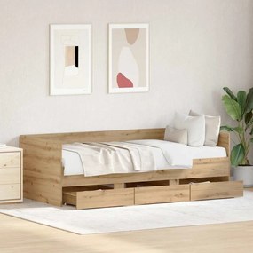 Daybed se zásuvkou Artisanový dub 90 x 190 cm Kompozitní dřevo 3333997