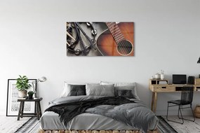 akrylový obraz Kytara Mikrofon tyčinky 125x50 cm