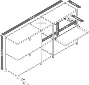 Tchibo - Kovová odkládací skříňka CN3 se 4 výklopnými dvířky - barva: černá