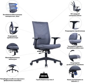 Dalenor Kancelářská židle Snow Black, textil, šedá