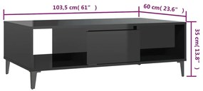 Konferenční stolek černý vysoký lesk 103,5x60x35 cm dřevotříska - Default Title