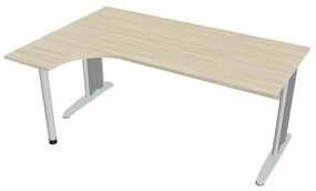 Stůl ergo oblouk pravý 180×120/80 cm - Hobis Cross CE 1800 P Dekor stolové desky: akát, Dekor lamino podnože: akát, Barva nohou: Stříbrná
