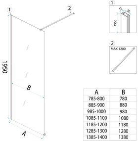 Bezrámová sprchová zástěna REA FLEXI BRUSH COPPER 140 cm, měď kartáčovaná/transparent - bez vaničky