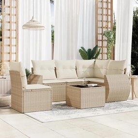 6dílná zahradní sedací souprava s poduškami béžová polyratan 3253715