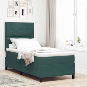 Postel s boxspringem s čelo Tmavě zelená 90 x 190 cm samet 3339803
