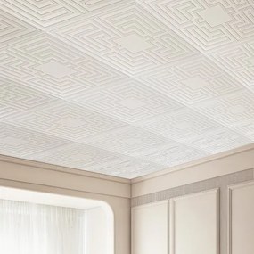 Stropní dlaždice 12-balení 24 × 24 V PVC Snadná instalace Bílý echo vzor